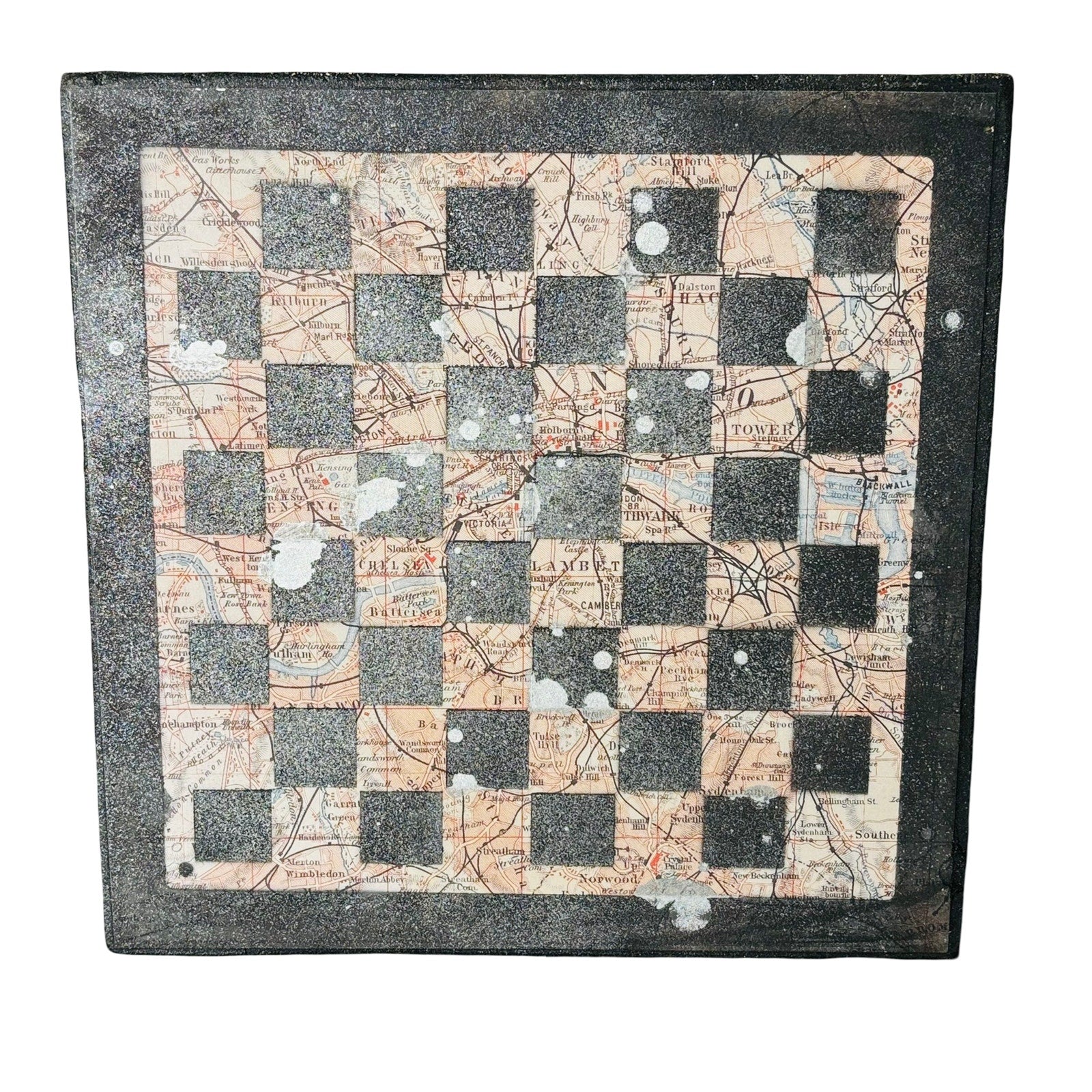 Vintage Maps - Scrapbook Chess Board – Sunset Chess