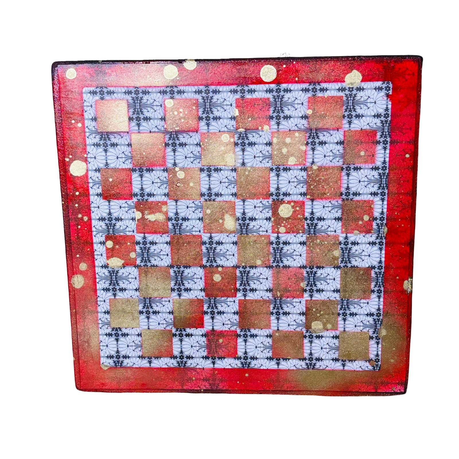 Vintage Red Drip - Scrapbook Chess Board – Sunset Chess