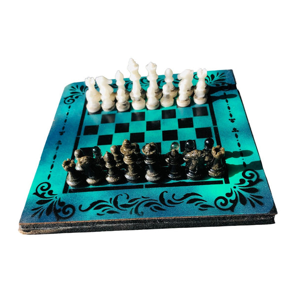 Chess Set - Aqua Deep Blue – Sunset Chess